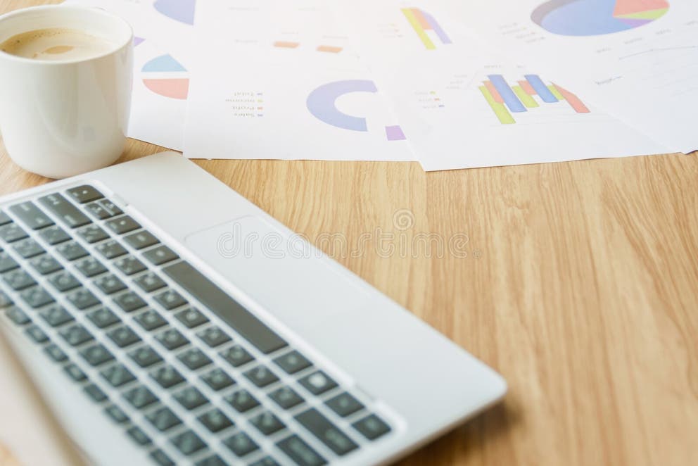 Graph on the Desk Analysis and Laptop with Business Stock Photo - Image ...