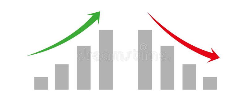 Graph or Diagram with Arrow Going Up and Down. Graph Rise and Fall ...