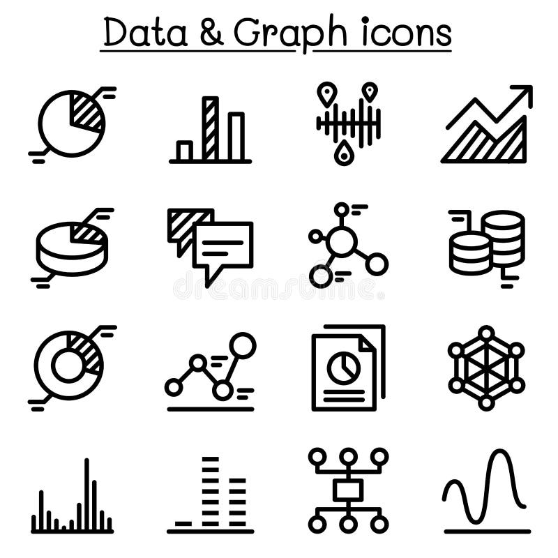 Graph , Diagram , Data Icon Set Stock Illustration - Illustration of ...