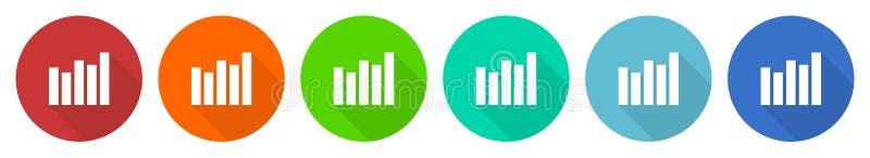Graph, Diagram Icon Set, Flat Design Vector Illustration in 6 Colors ...