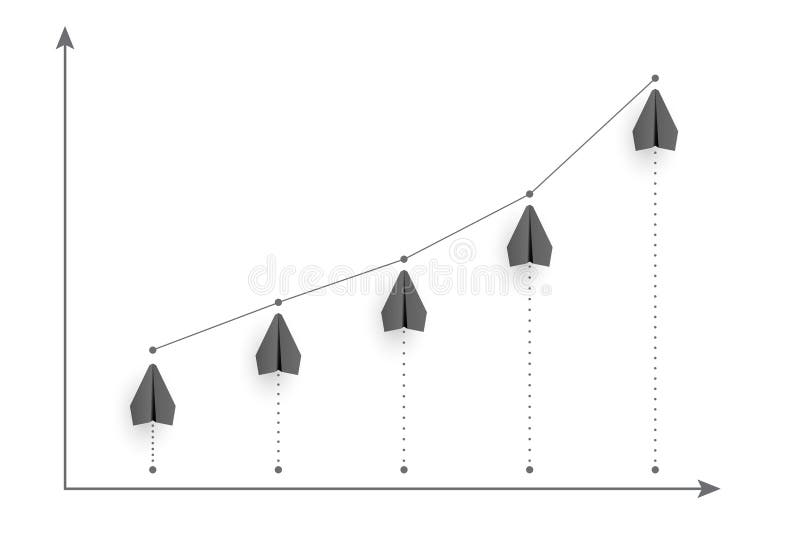 Graph with Increase Report. Diagram with Rise and Gain Progress Stock ...