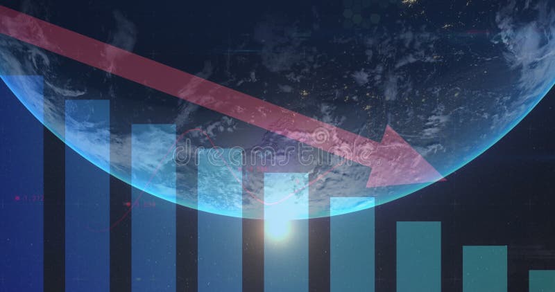 Graph Displaying Rising and Falling Bars, Featuring Downward Red Arrow ...