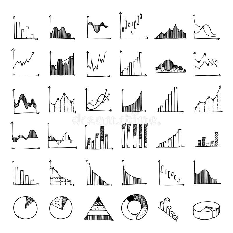 Graph Doodle Vector Icon Set. Drawing Illustration Hand Drawn Line ...