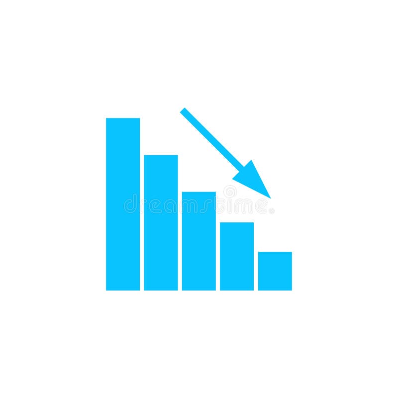 Graph down icon flat stock illustration. Illustration of data - 154598492