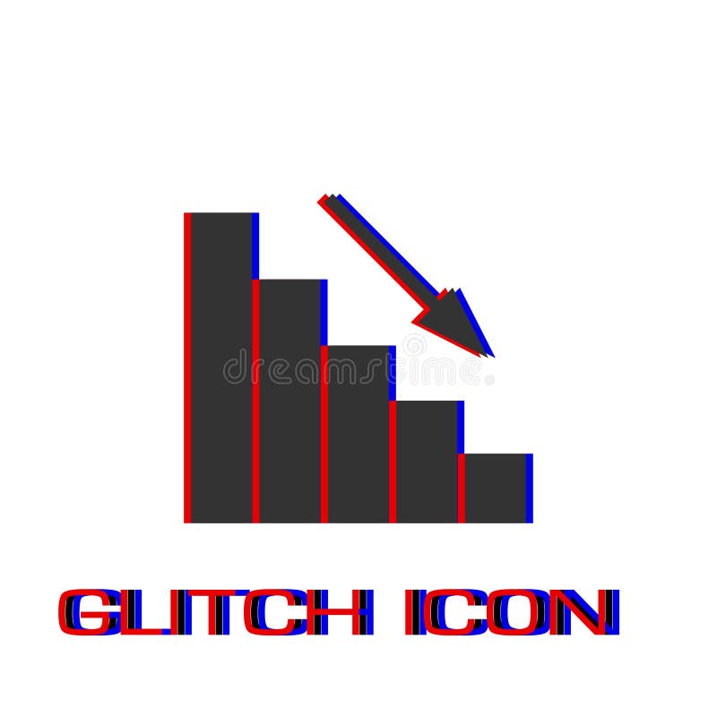 Graph down icon flat stock illustration. Illustration of data - 154598492