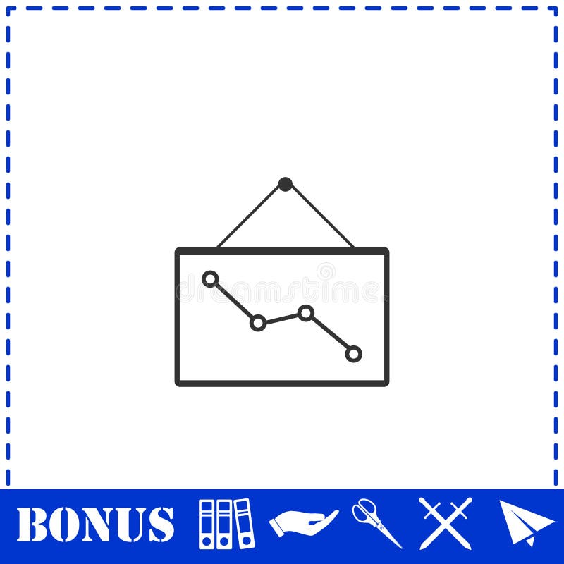 Graph down icon flat stock vector. Illustration of count - 155272666