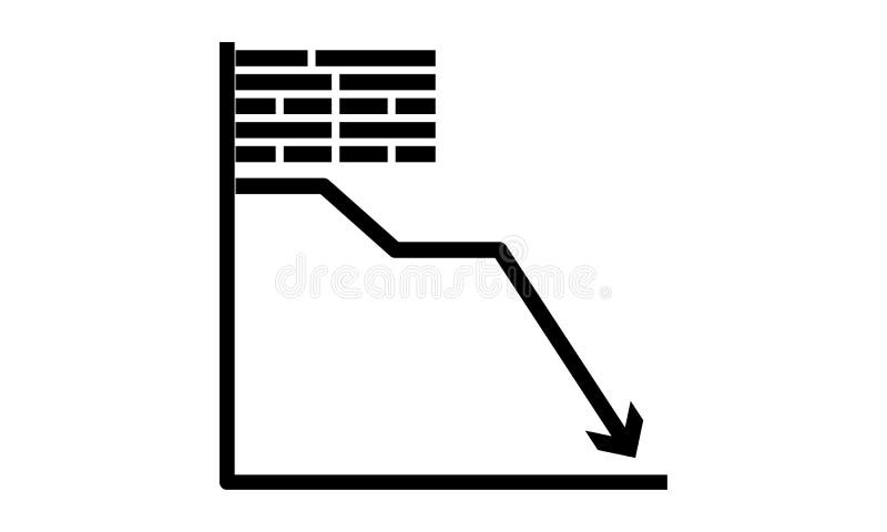 Graph Down Icon. Chart Below and Loss, Reduction Symbol. Flat Vector ...