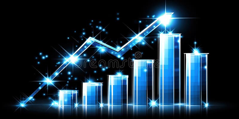 Graph with a Downward Trend is Lit Up with Blue and White Lights Stock ...