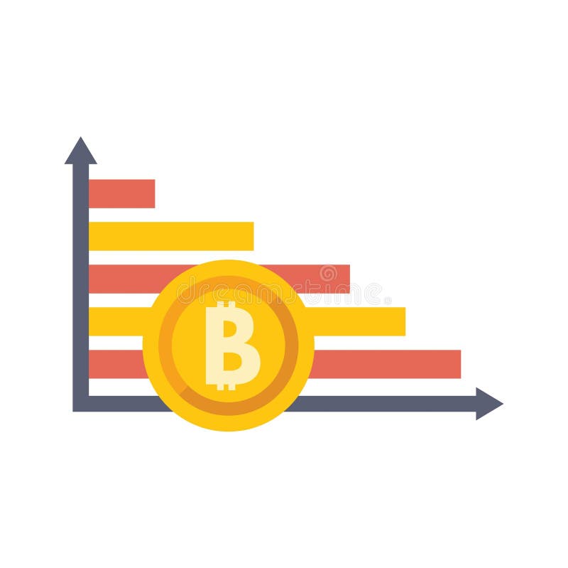 Bitcoin Value Downward Trend with Falling Graph and Coin Stock Illustration - Illustration of ...