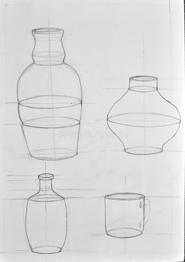Graph drawing vases stock image. Image of design, pencil - 106110767