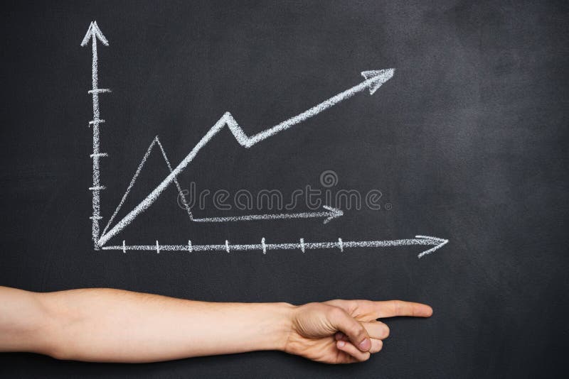 Graph Drawn on Blackboard and Hand Showing Ecenomic Growth Stock Photo ...