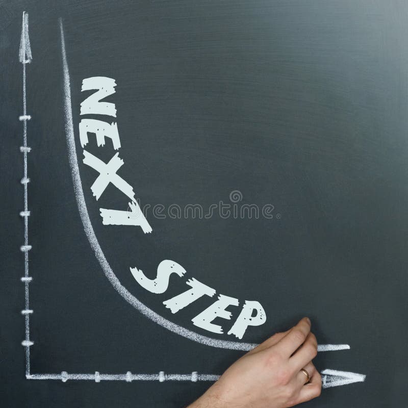 A Graph is Drawn on the Board and it is Written - NEXT STEP Stock Photo ...