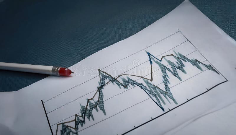 Graph Drawn on Paper Showing Fluctuating Trend with Key Indicators ...