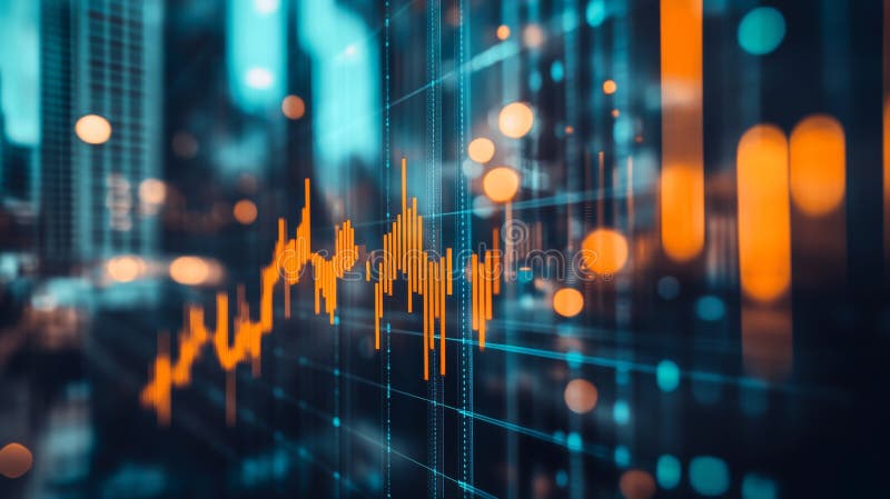 Graph of Electricity Consumption and Demand with Bright, Rising Bars ...