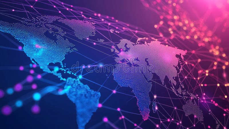 Graph Elements of Digital Map Screen with Global Logistics, Continental ...