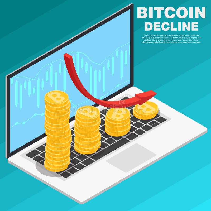 Graph of Falling Bitcoin on a Laptop Isometric Vector. Stock Vector ...