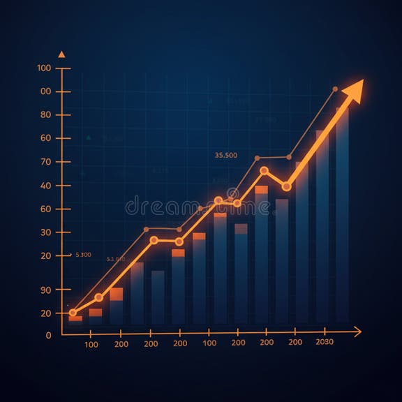 Graph Featuring a Line Chart and Bar Chart Overlay on a Grid Background ...