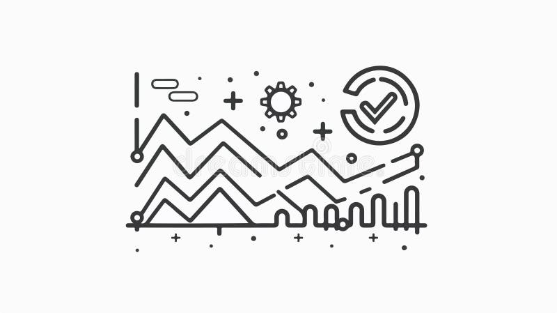 Graph and Gear Outline Vector Illustration for Business Presentations ...