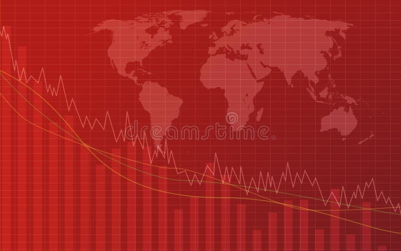 Arrow Graph Going Down on a Red Background Stock Illustration ...