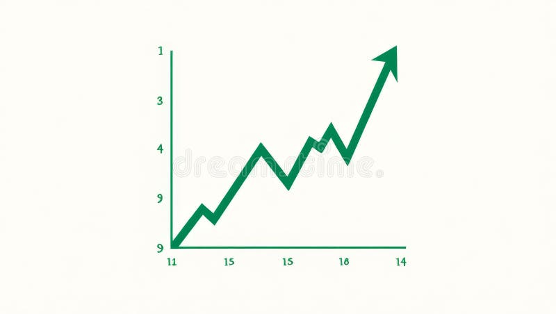 Graph with a Green Arrow Pointing Upwards Stock Illustration ...