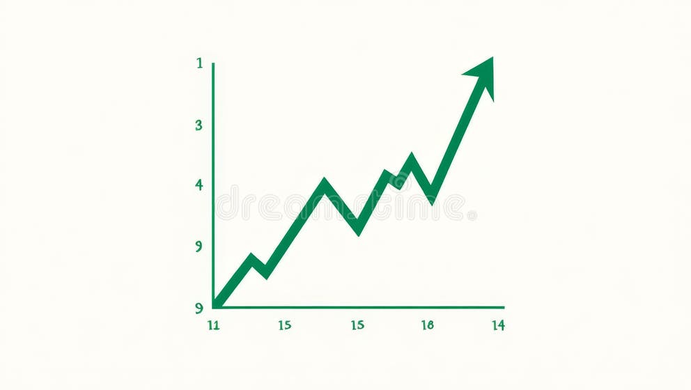 Graph with a Green Arrow Pointing Upwards Stock Illustration ...