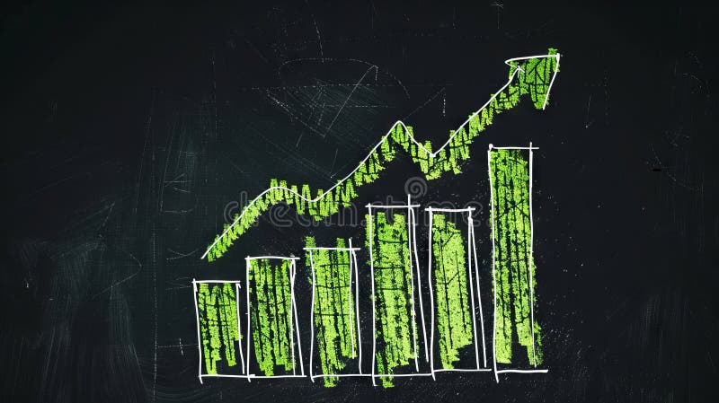 A Graph with Green Lines Drawn on a Blackboard Stock Image - Image of ...