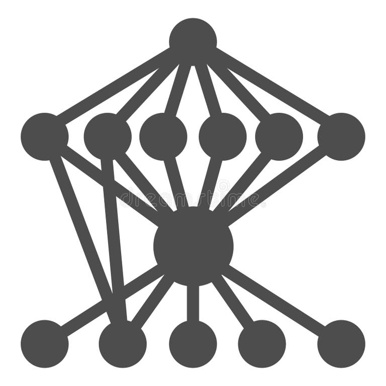 Graph with Grid Connections Solid Icon, Neural Network Concept. Vector ...