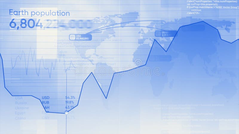 Graph of Earth S Population. Motion. Animated World Map with Moving ...