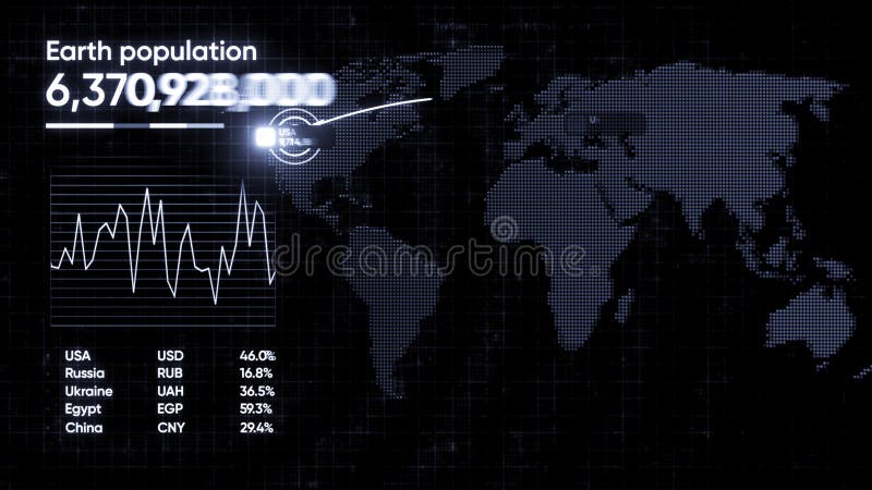 Graph with Growing Population on Planet Earth. Motion Stock ...