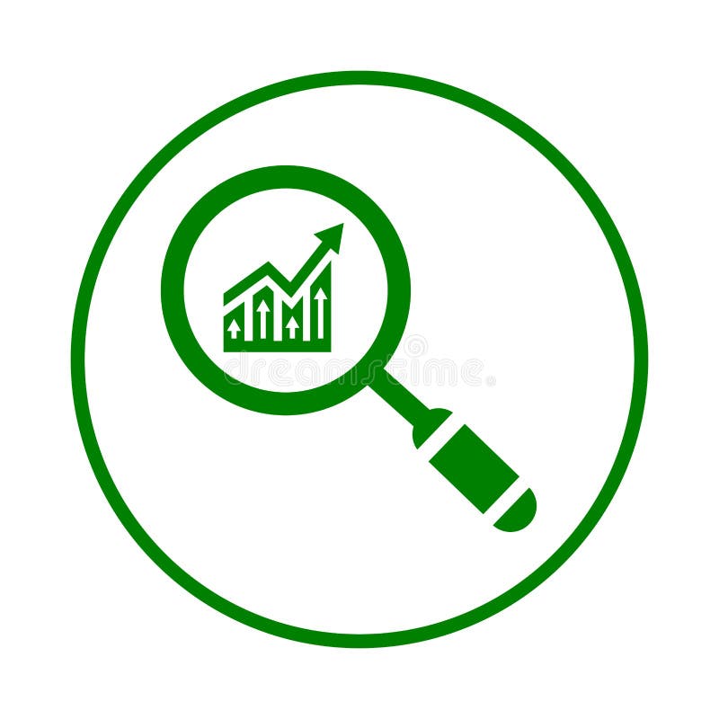 Graph, Growth, Analytics, Search Icon. Rounded Green Vector Sketch ...