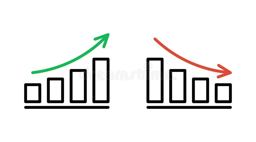 Graph Growth with Arrow Up and Reduction with Arrow Down, Line Chart ...