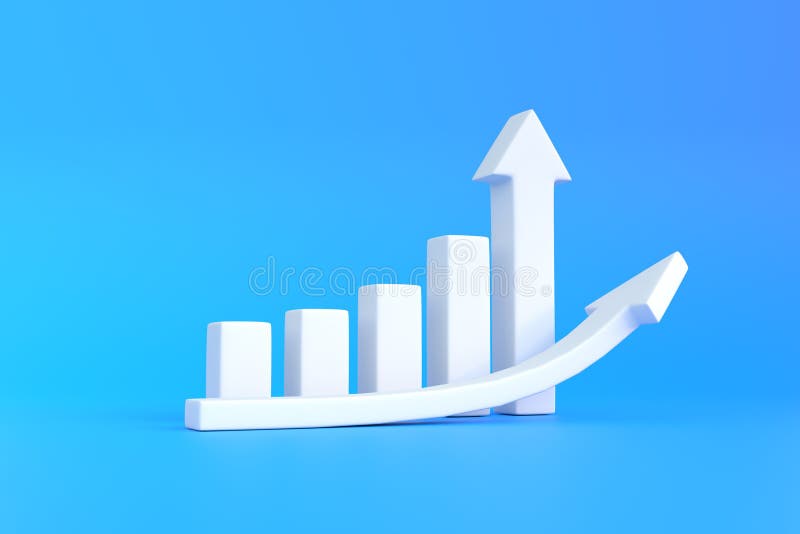 Graph Growth Concept Step by Step on a Blue Background Stock ...