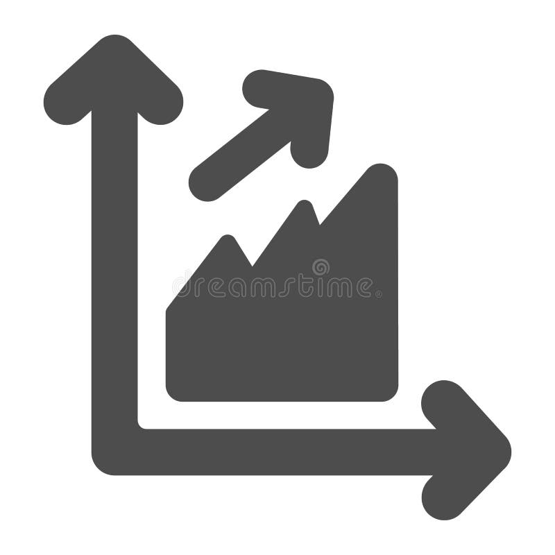 Graph with Growth and Decline Curve, Upward Arrow Line Icon, Diagram ...