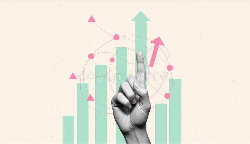Graph Growth Insights Abstract Grayscale Finger Indicating Success ...