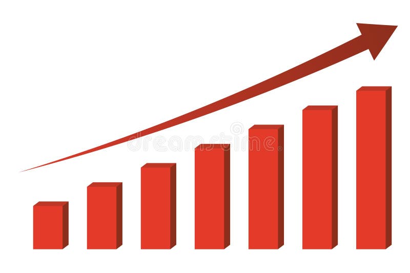 Graph with Growth Report. Red Diagram Showing Rise Progress. Vector ...