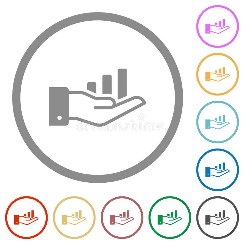 Graph in Hand Flat Icons with Outlines Stock Vector - Illustration of ...