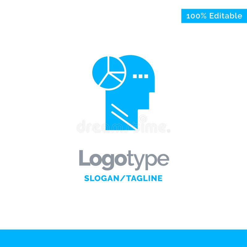 Graph, Head, Mind, Thinking Blue Solid Logo Template. Place for Tagline ...