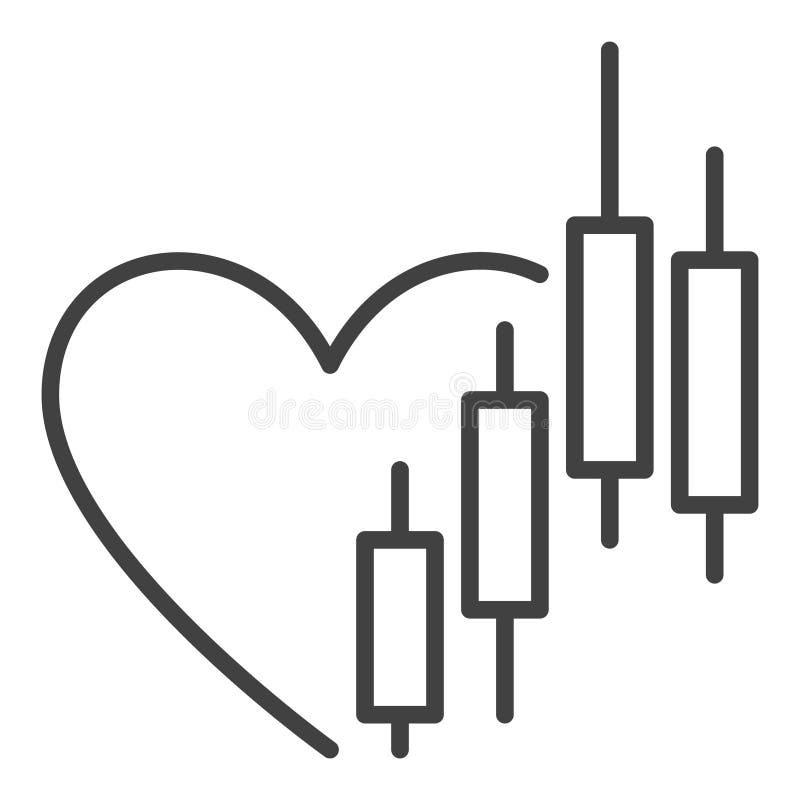 Graph and Heart Combo Vector I Love Trading Icon or Sign in Thin Line ...