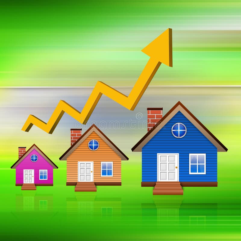 Graph with House on Abstract Background Stock Illustration ...