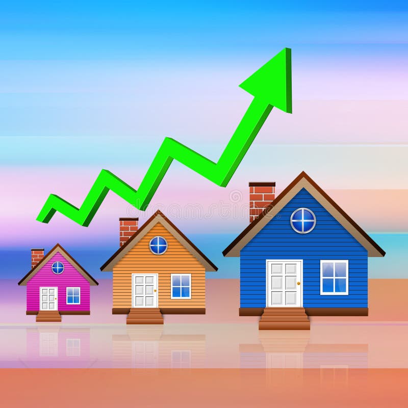 Graph with House on Abstract Background Stock Illustration ...