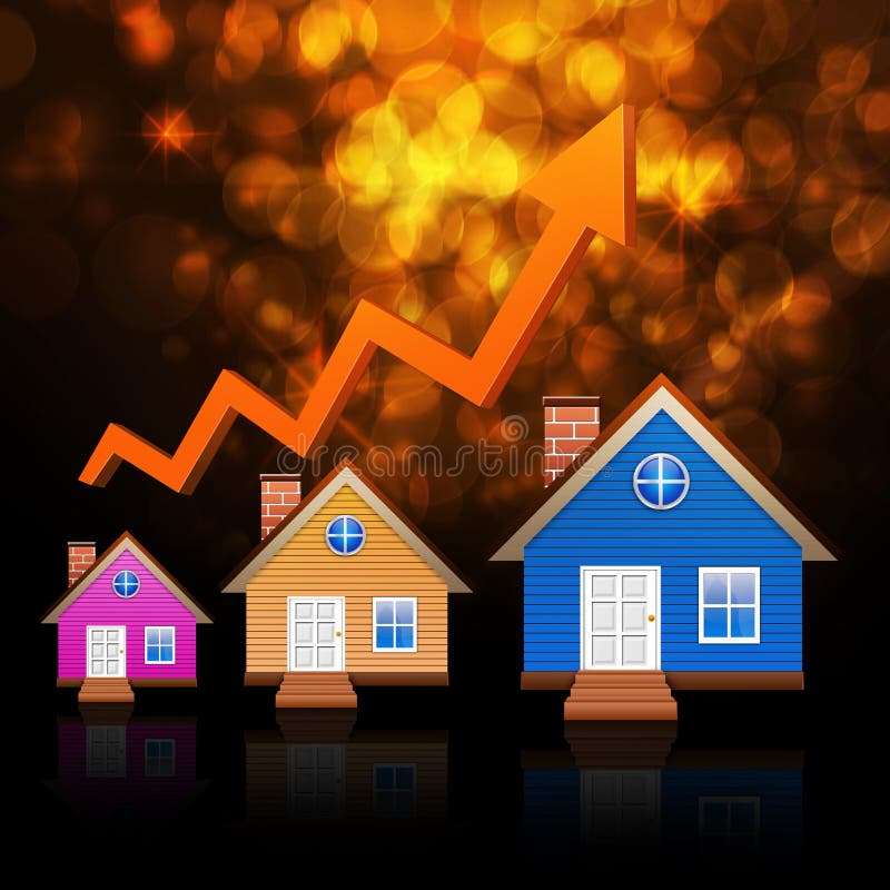 Graph with House on Abstract Background Stock Illustration ...