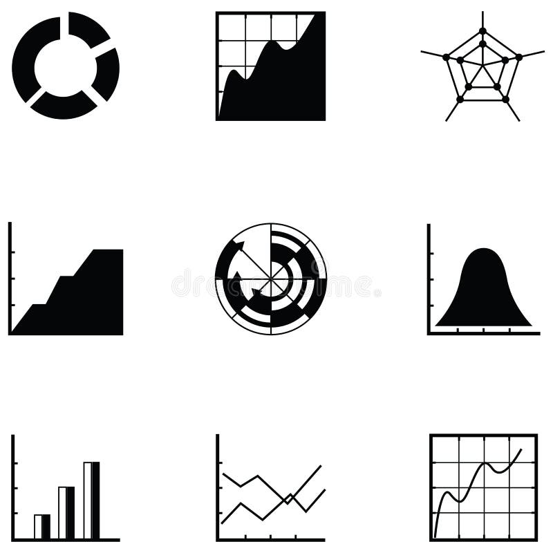 Graph icon set stock vector. Illustration of design - 120565645