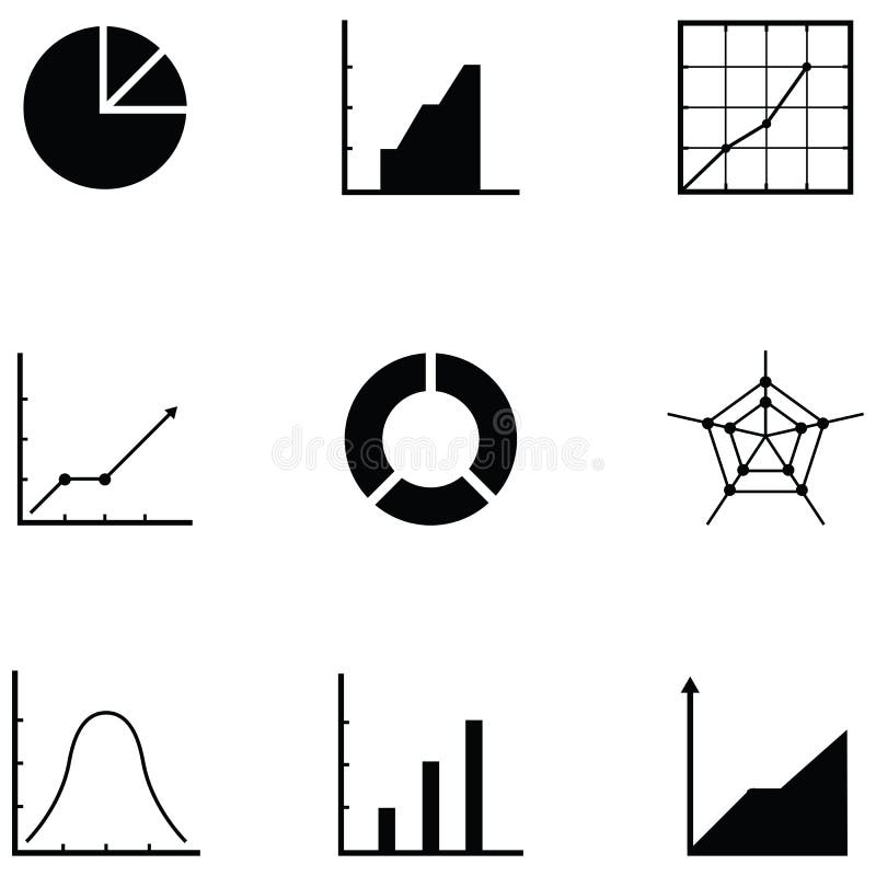 Graph icon set stock vector. Illustration of report - 120565688