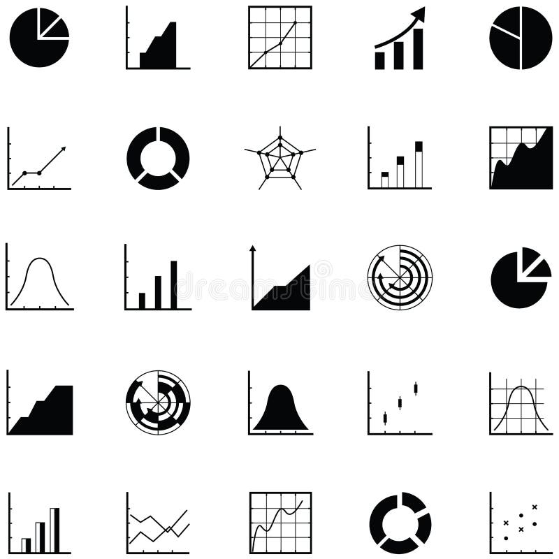 Graph icon set stock vector. Illustration of graphic - 120565780