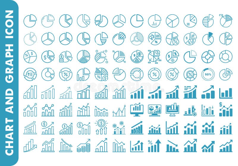 Graph Icon Set. Pie Chart Icon Set Vector, Business Analysis Icon ...