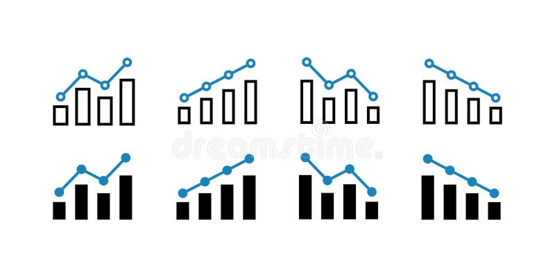 Graph Icon Set Vector Flat Style Isolated on Gray Background. Bar Chart ...