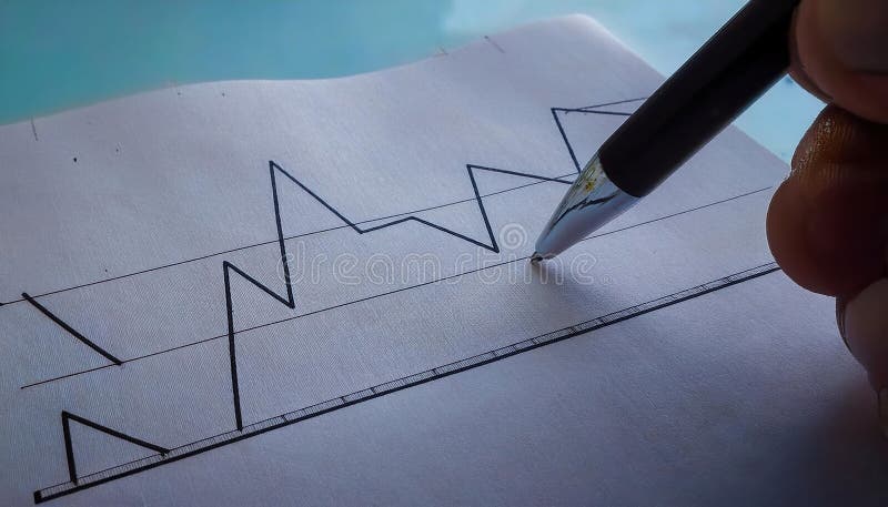 Graph Illustrated on Paper Showing Fluctuating Indicator Levels with a ...
