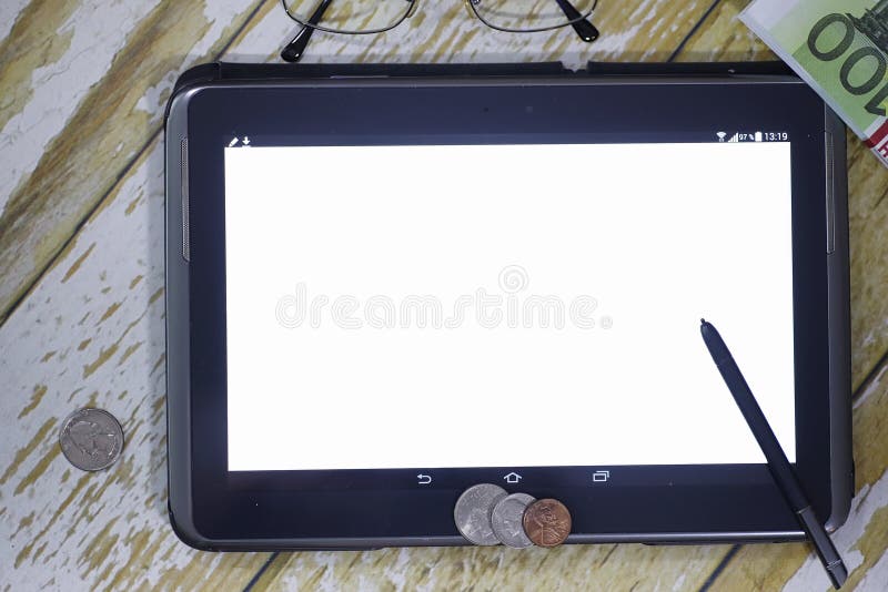 The Graph of Income Growth. Electronic Tablet with a Graph of Gr Stock ...