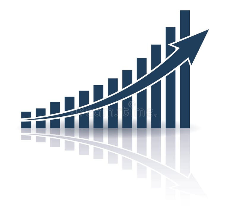 Graph with Increase and Growth Report. Diagram with Rise and Gain ...