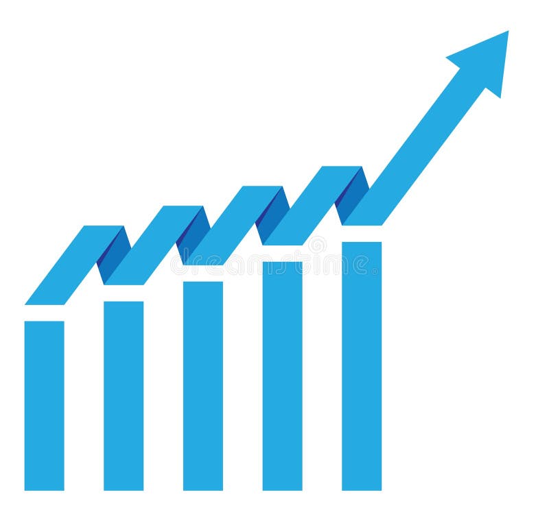 Graph with Increase Report. Bar Diagram with Rise and Gain Progress ...